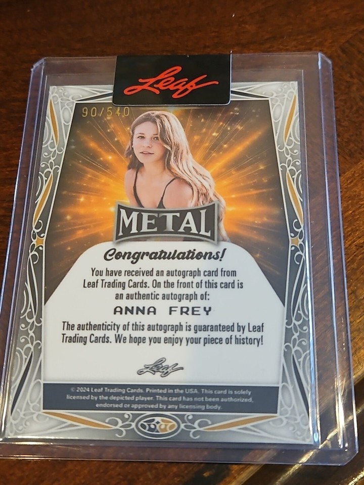 anna frey signed card autographed leaf signature autograph real ...