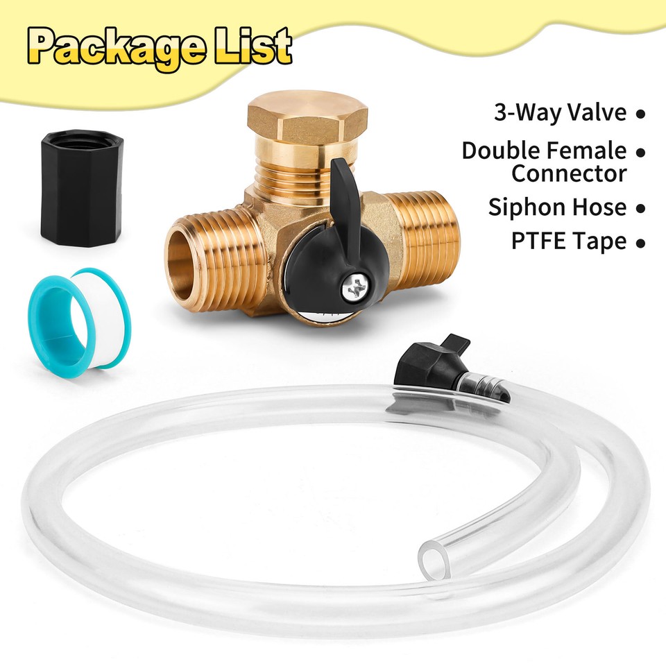 3-Way Valve RV Winterizing Water System Antifreeze Pump Converter Kit ...