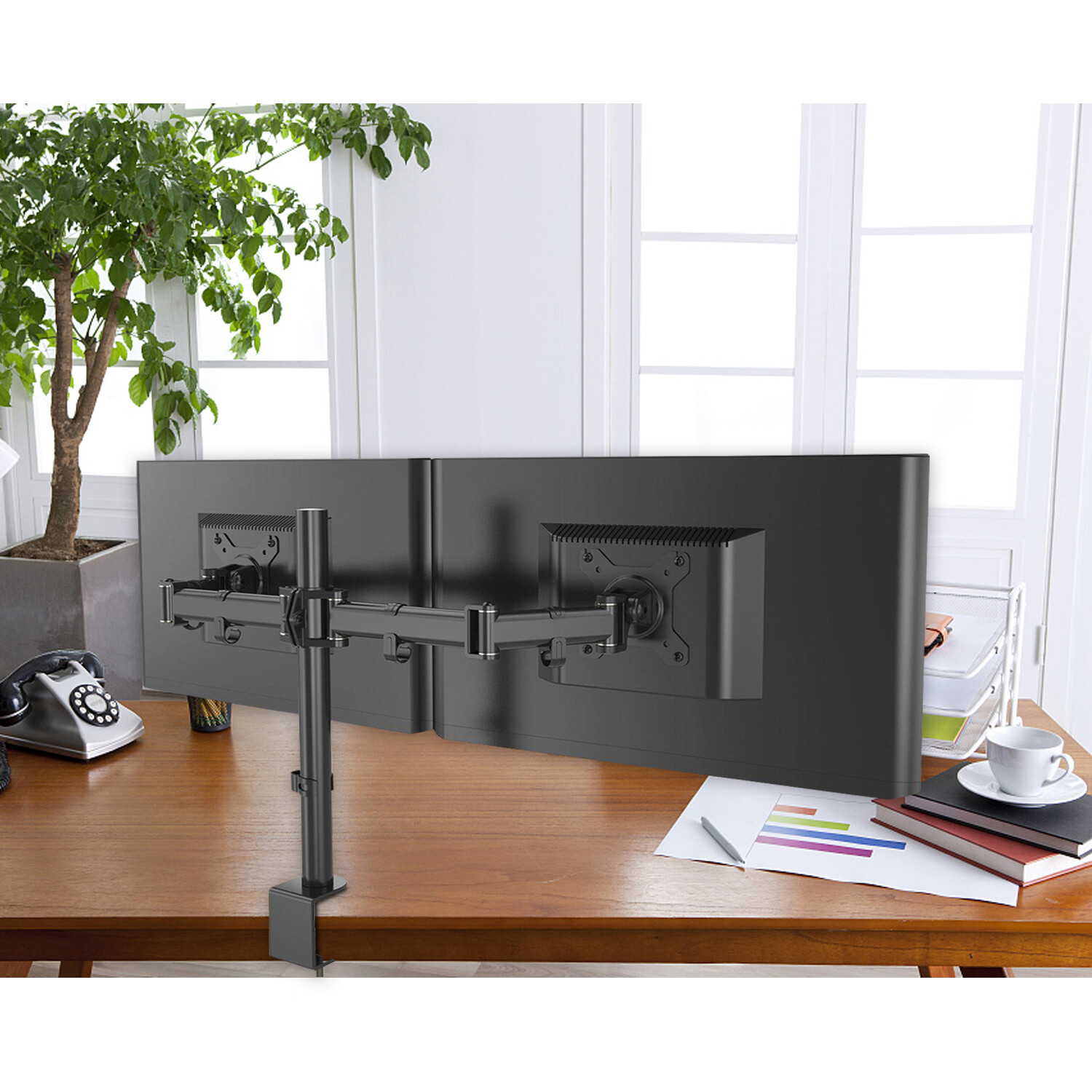 Dual Monitor Stand - Double Arm Desk Mount for 13-27 Inch VESA LCD LED ...