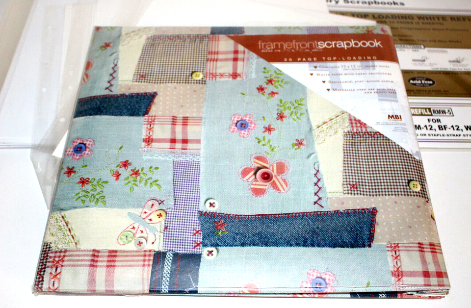Patchwork Frame Front Post Bound 20 Page Photo Album Scrapbook w Extra ...