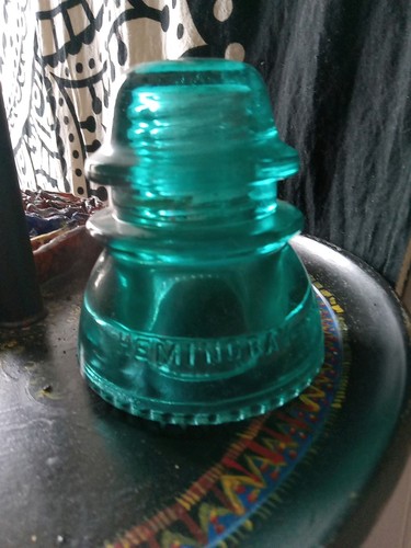Vtg Hemingray Glass Insulator #42 Aqua Blue Green Beaded Bottom Made in ...