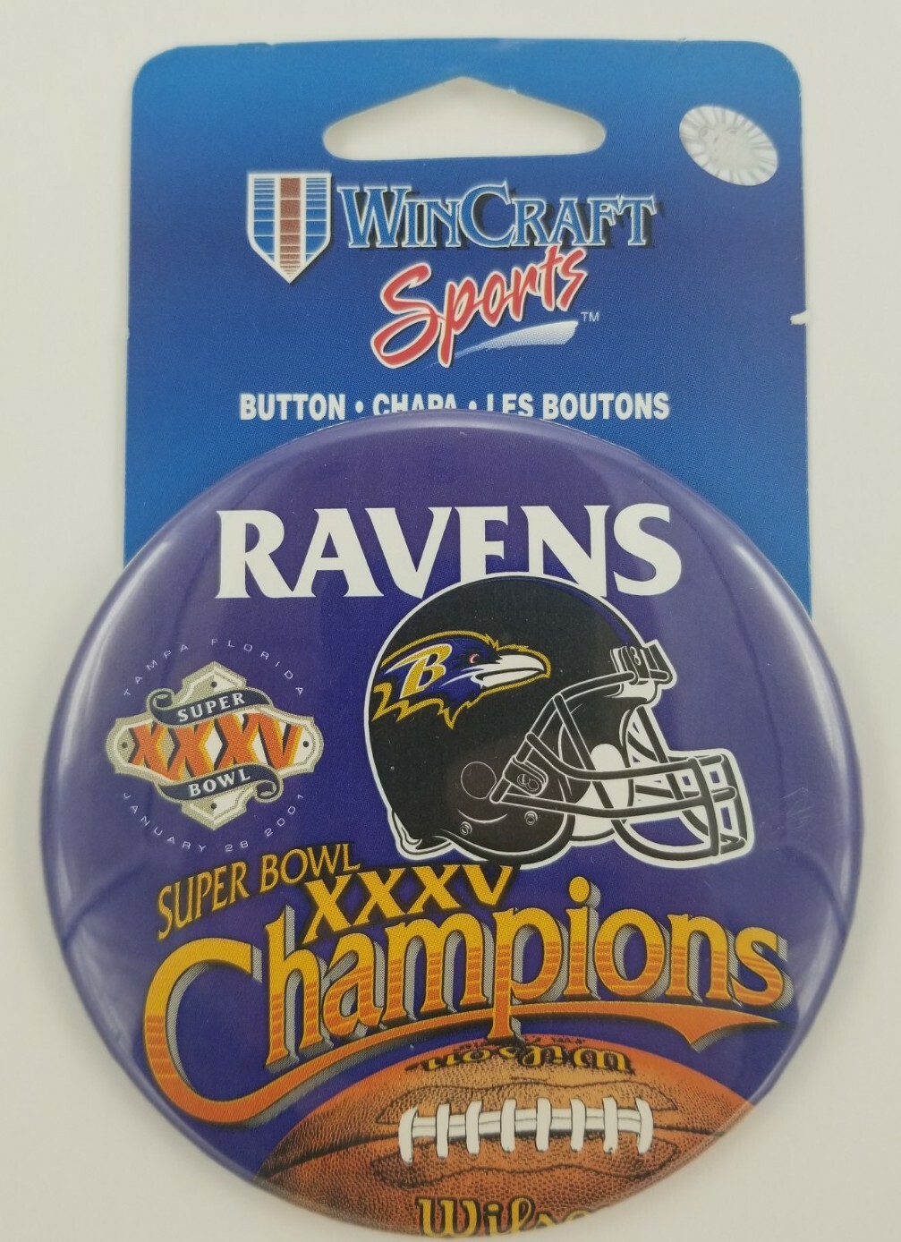 2001 Baltimore Ravens Super Bowl XXXV 3-1/2" Button Pin Pinback ...