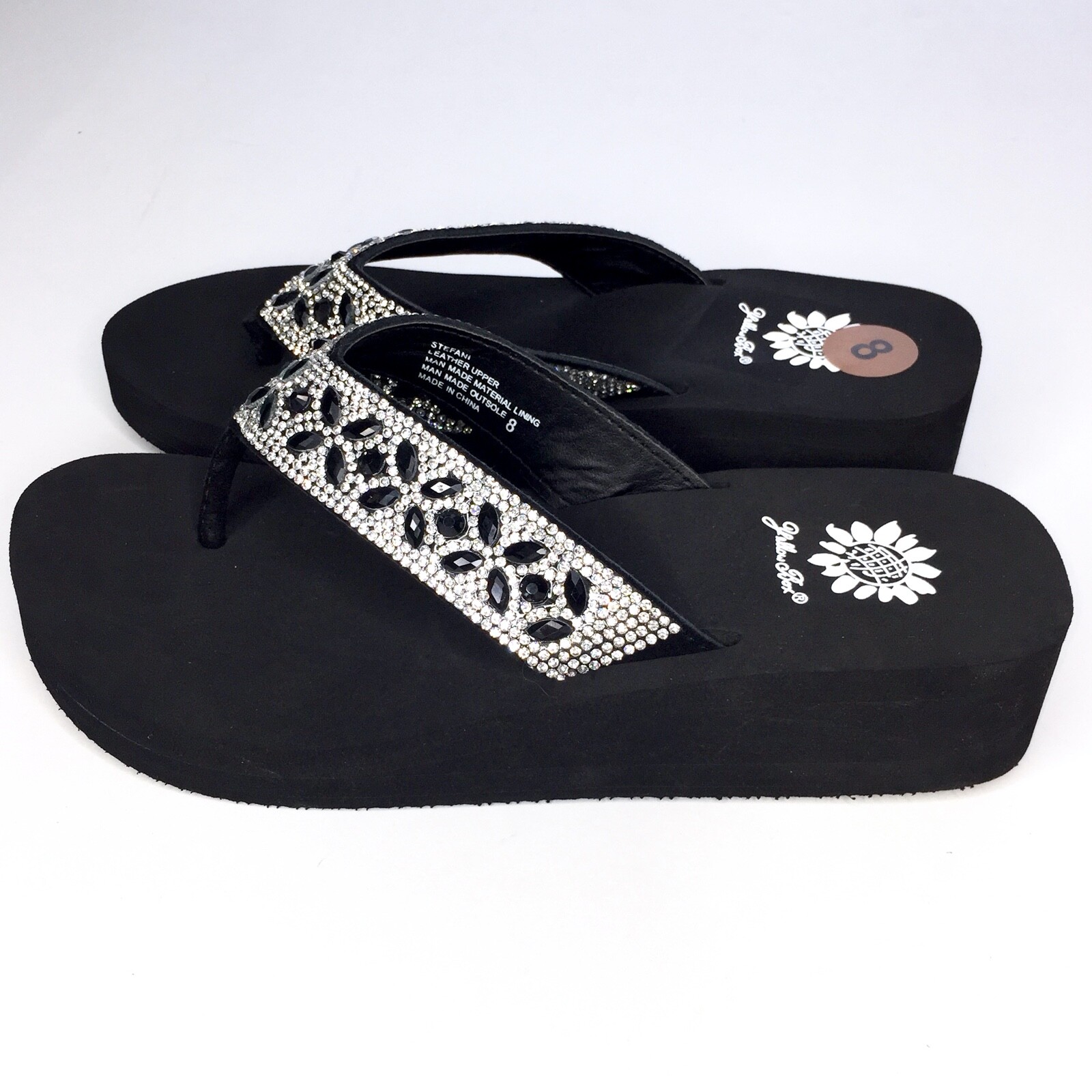 Yellow Box Stefani Flip Flops Floral Starburst Rhinestone Sparkle ...