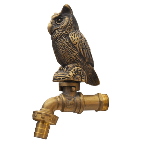 Brass Garden Tap Faucet Owl Bird Handle Spigot Vintage Water Outdoor ...