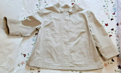 Talbots Stretch Jacket Sz L Beige Khaki 3/4 Length Sleeve | eBay