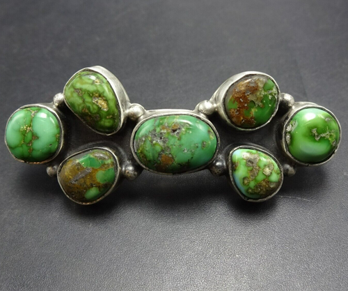 Russell Sam NAVAJO Sterling Silver GREEN ROYSTON TURQUOISE Cluster ...