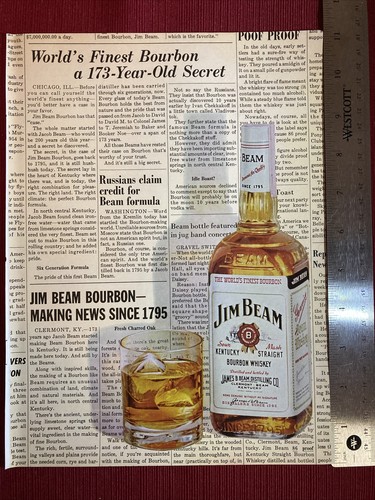 Jim Beam Bourbon Making News Since 1795 1968 Print Ad - Great To Frame ...