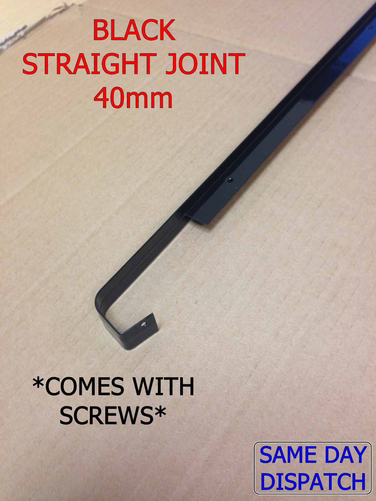 BLACK STRAIGHT JOINT 40mm Kitchen Worktop Edging Trim *WITH SCREWS ...
