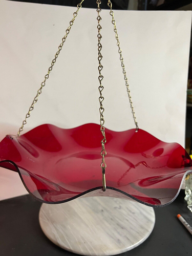 Red Lucite Acrylic Handing Bird Bath Approx. 13" D Gold Chain | eBay