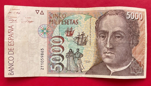 Beau billet de 5000 Pesetas, d'Espagne. 12 Octobre 1992. Etat TB/TTB | eBay