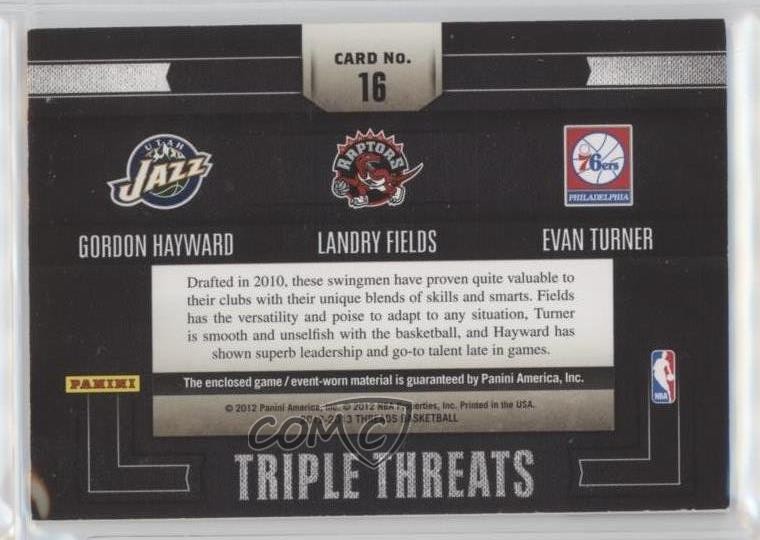2012 Threads Triple Threats Materials Gordon Hayward Landry Fields Evan ...