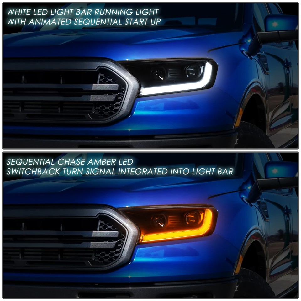 [SEQUENTIAL SIGNAL START UP LED DRL]FOR 19-22 FORD RANGER PROJECTOR ...