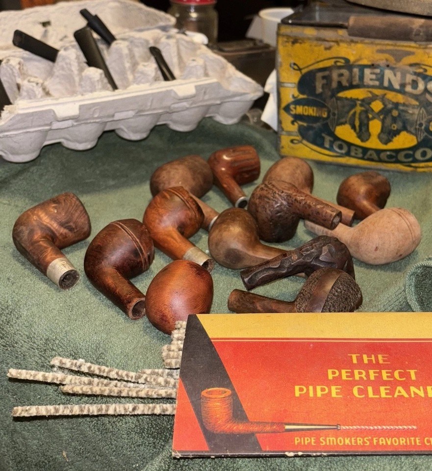 VINTAGE LOT Tobacco Pipes 13 OG Stems Found In 1888 Home + 1920 YLW ...
