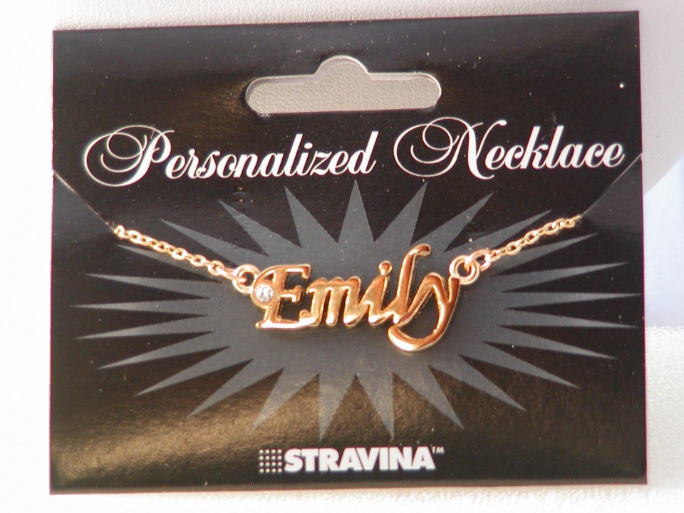 18" Stravina Personalized Necklace Polished Gold Metal with Stone ...