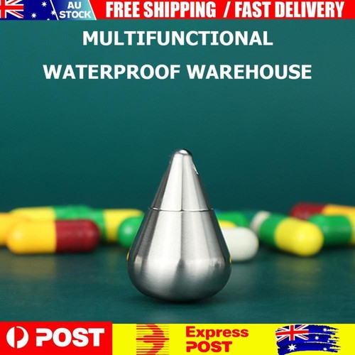 Mini Titanium Pill Box Bottle Waterproof Water Drop Shape Capsule for ...