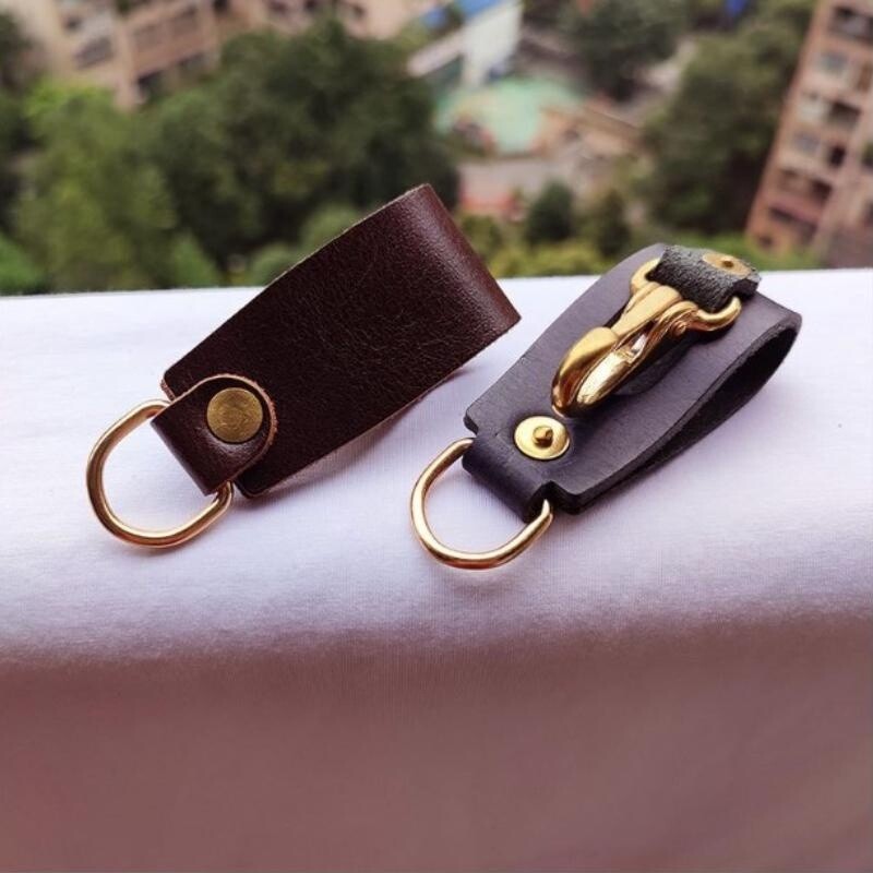 Leather Belt Keychain Clip Belt Loop Car Key Ring Holder with Snap Hook ...