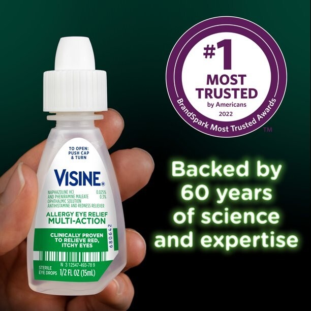 Visine Allergy Eye Relief Multi-Action Antihistamine, Eye Drops for Red ...