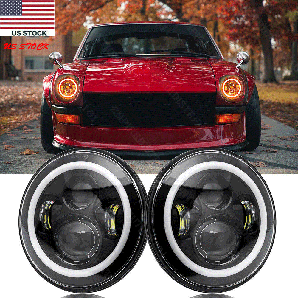 Pair DOT 7" Inch Round LED Halo Headlights DRL For Datsun 280ZX 240Z 260Z AA+ | eBay