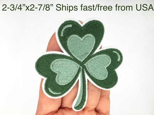 Embroidered 3 leaf Lucky Irish Clover green Shamrock iron-on patch | eBay