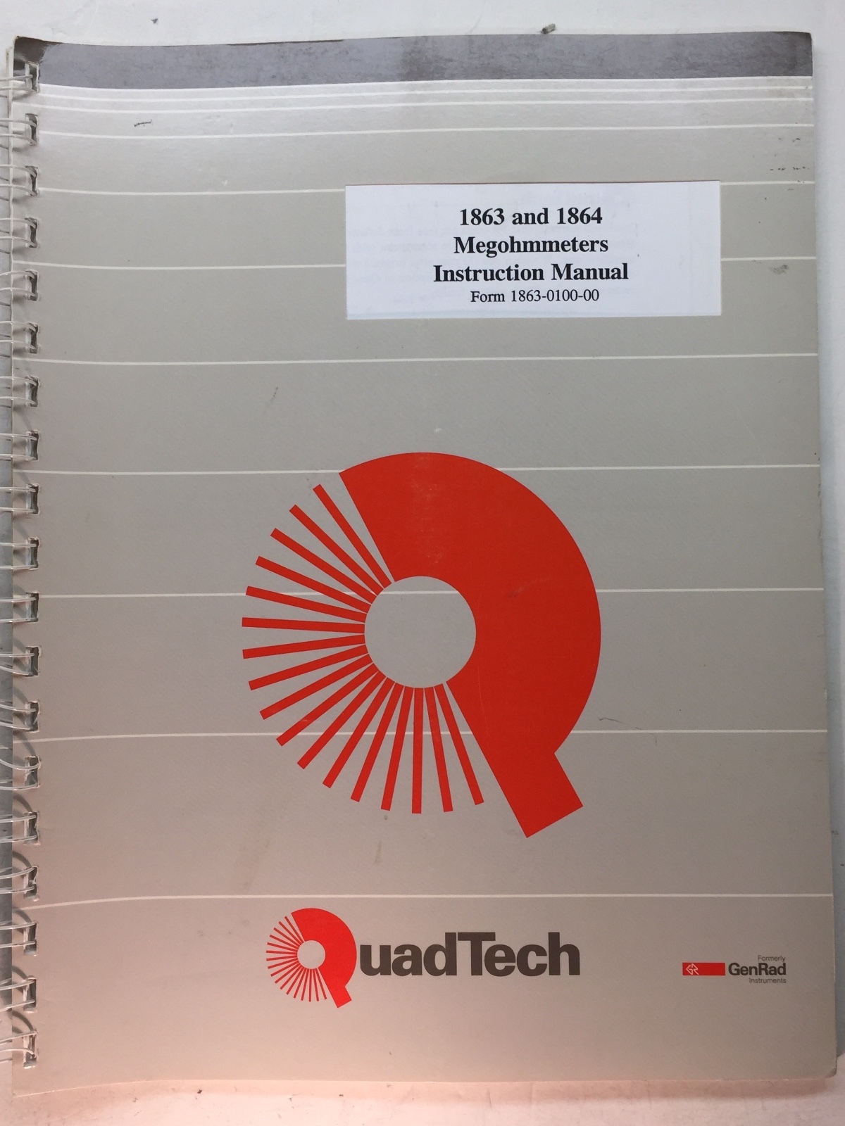 Quadtech 1863 & 1864 Megohmmeters Instruction Manual P/N 1863-0100-00 ...