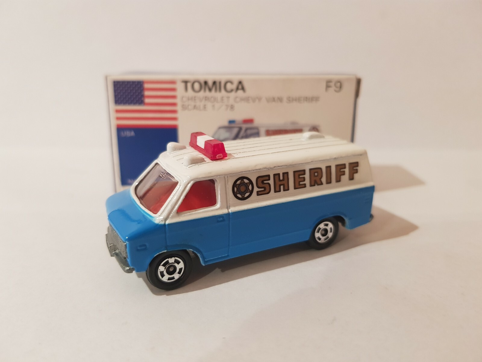 TOMICA F9 - CHEVROLET CHEVY VAN [BLUE] SHERIFF NEAR MINT VHTF JAPAN | eBay