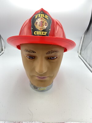 Hat Unisex Fireman's hat Plastic Red Fire Chief Hat Men's Hat | eBay
