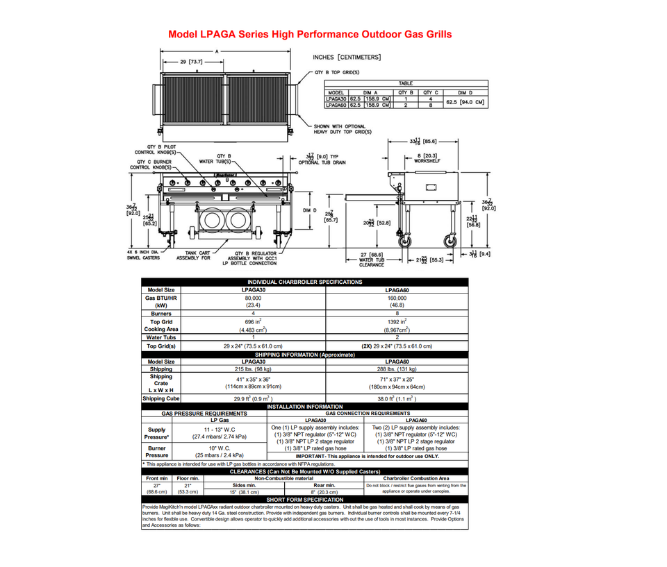 MagiKitch'n LPAGA-60-SS Stainless Steel MagiCater 60" Portable Outdoor ...
