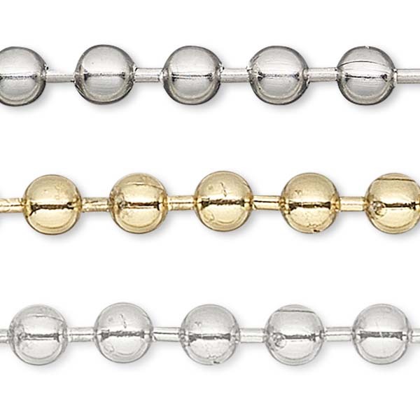 Round 3.2mm Dog Tag Ball Chain with a Steel Base Metal Sold in Bulk by ...