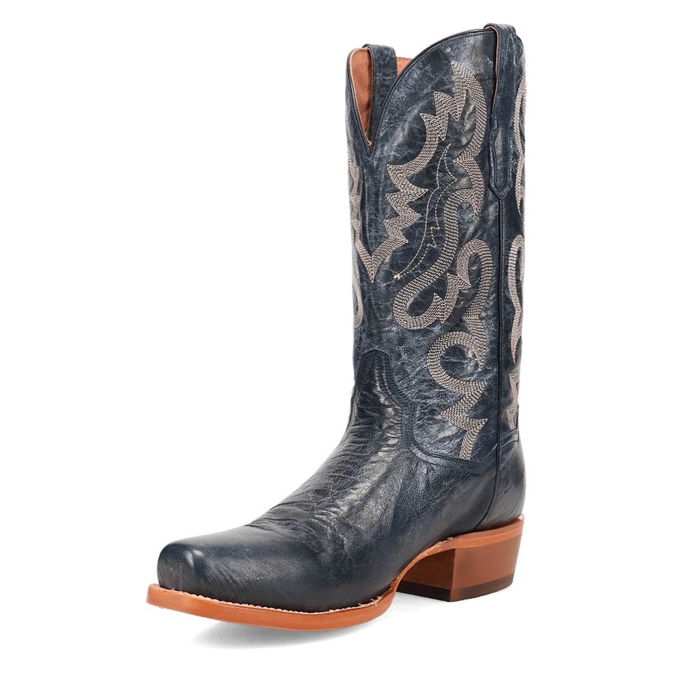 Dan Post Mens Calvin Blue Leather Cowboy Boots | eBay