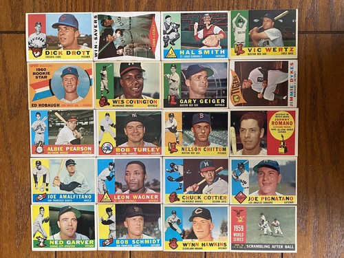 Vintage Lot 1960 Topps 20 Baseball Cards Commons Varied Condition ...