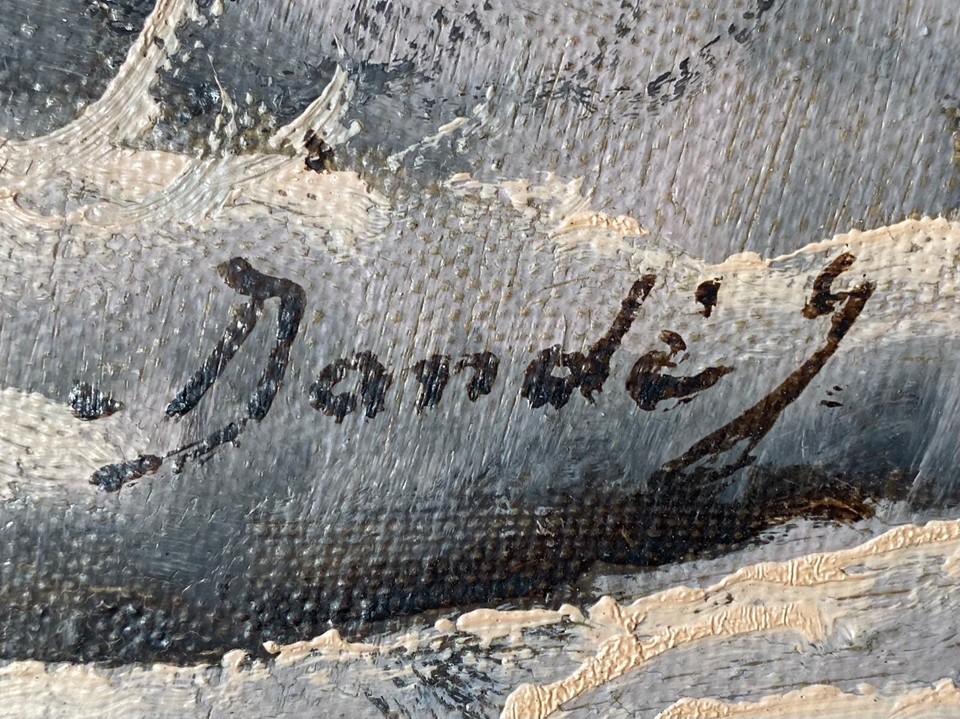 🔥 RARE Antique Mid Century Hungarian Winter Landscape Oil Painting ...