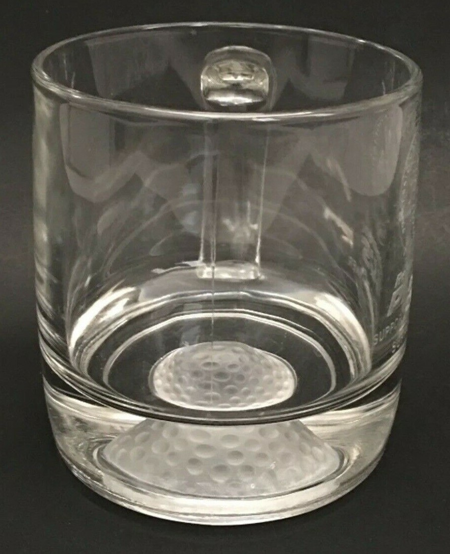 PGA Glass Mug Golf Ball Base 3D Raised Frosted Text Souvenir Retirement ...