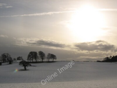 Photo 6x4 Snowy field with low Sun Lower Failand From a footpath near ...