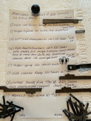 Mossberg 140, 320 & Add'tl Models Series 22 Rifle Parts | eBay