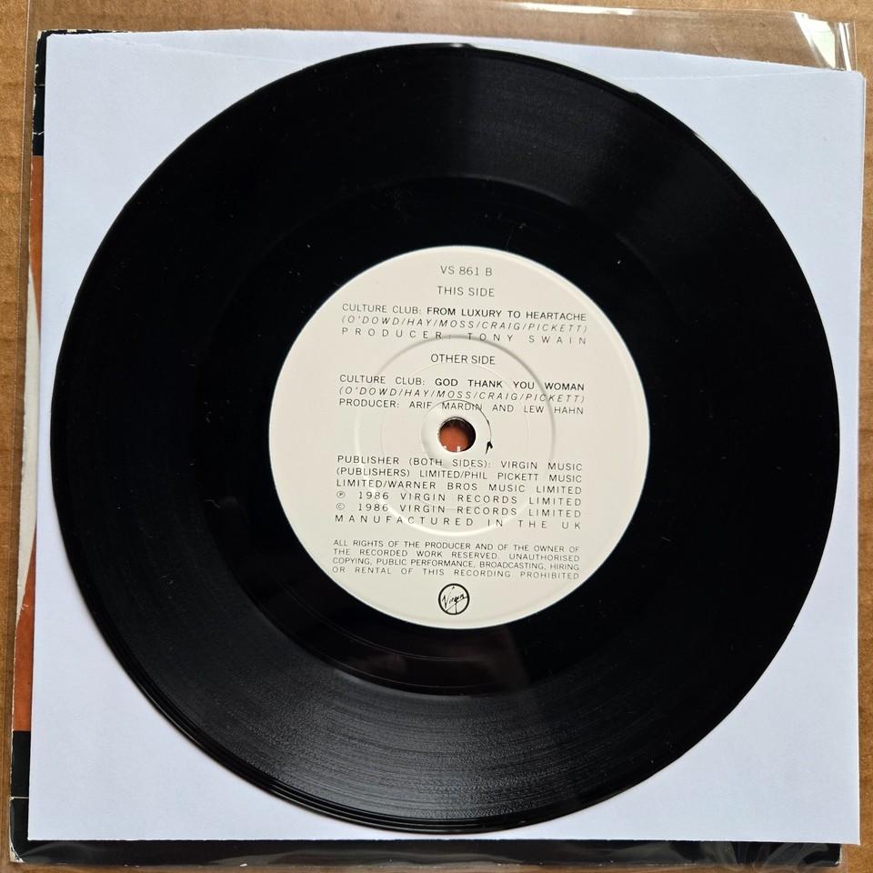 CULTURE CLUB God Thank You Woman UK IMPORT POP GLAM 45 7" Vinyl Record ...