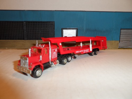 HO SCALE CUSTOM GMC GENERAL WITH CAR CARRIER TRAILER RED | eBay