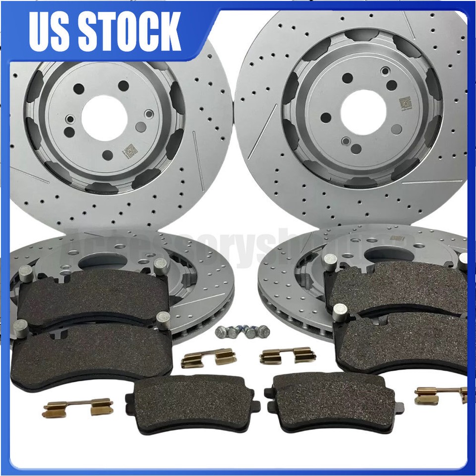 New For Mercedes Benz S63 & S65 AMG Front & Rear Brake Pads & Rotors ...
