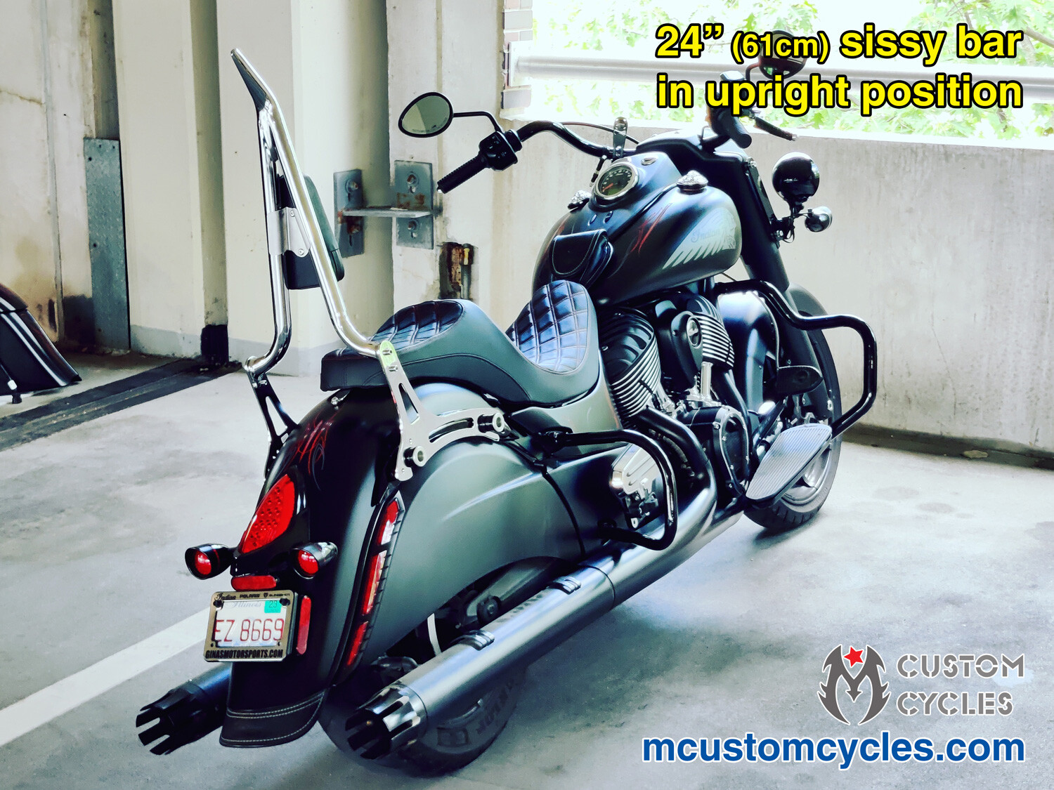 24" Sissy Bar Passenger Backrest for Indian Springfield, Indian Chief ...