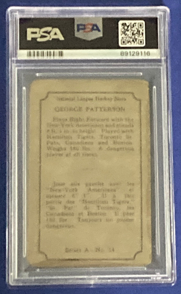 1933 O-Pee-Chee NHL #14 George Patterson New York Americans Series A ...