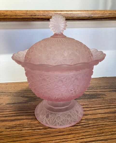 Vintage Pink Glass Candy Dish Vintage Fenton Pink Swirl Candy Bowl