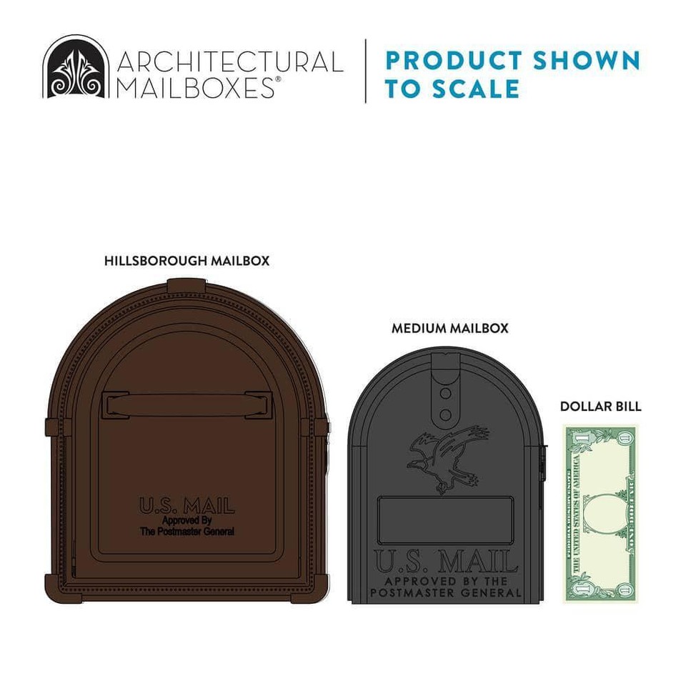 Mail Box Large Post Mount Hillsborough Copper Steel w/ Outgoing Mail ...