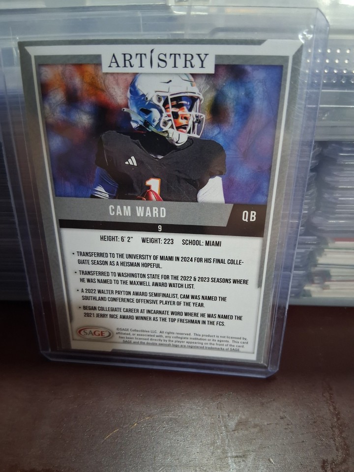 2024 Sage Artistry - Cam Ward Red Rookie | eBay
