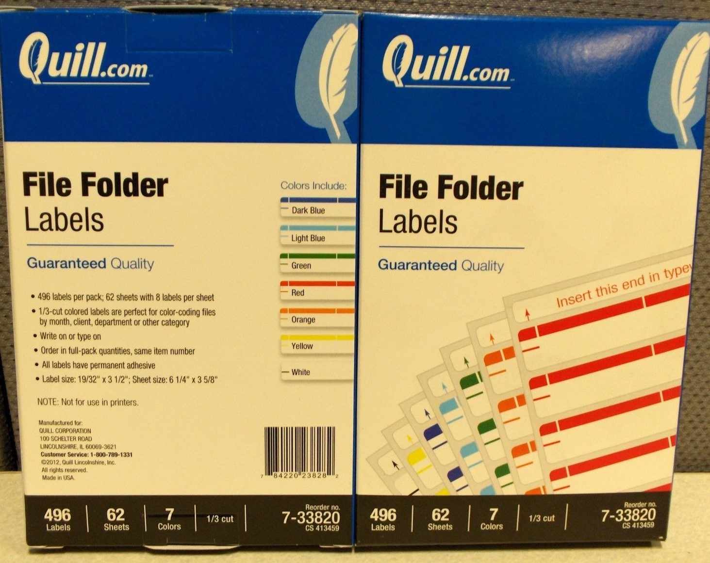 2 Boxes (992) Quill® File Folder Labels, Assorted Type/Print 1/3 Cut (7 ...