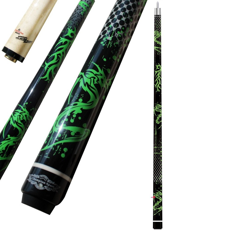 Champion Green Dragon Pool Cue Stick, 314 Taper, 5/6x 18, White or ...