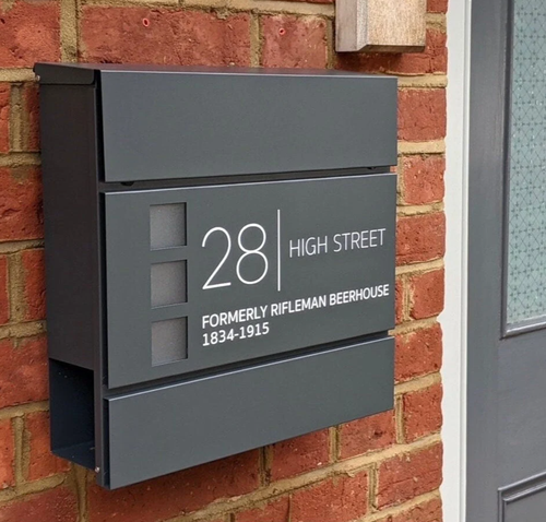 Personalised Lockable Wall-mounted Letter/Post/Mail Box, Anthracite ...