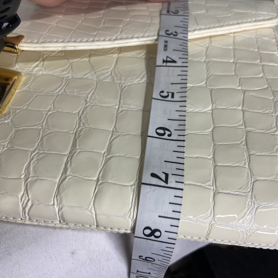 Zina Eva White Croc Embossed Leather Handbag Clutch Purse New | eBay