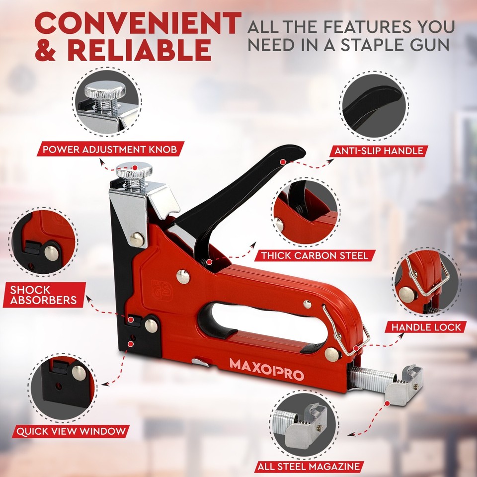 4-in-1 Upholstery Staple Gun – Heavy Duty Stapler Gun with Staples 4000 ...