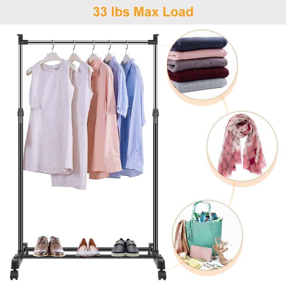 Portable Coat Rack Hanger Closet Organizer Jacket Stand Clothes Shelf ...