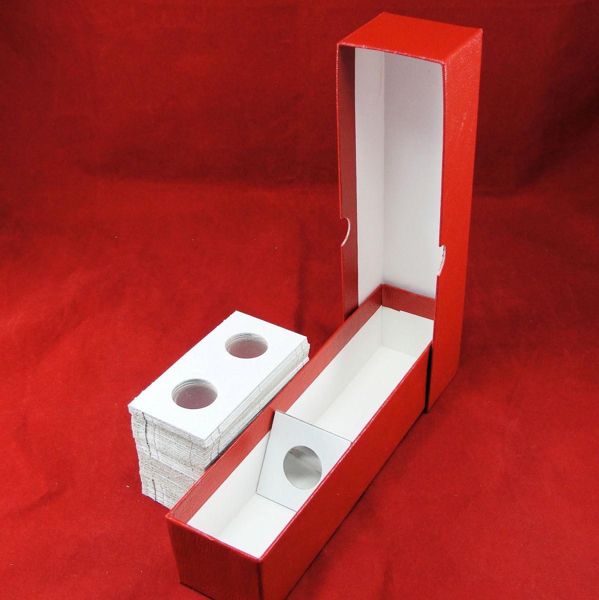 100 Cardboard 2 x 2 Coin Holder Flips for US Quarters 24.3mm + Storage ...