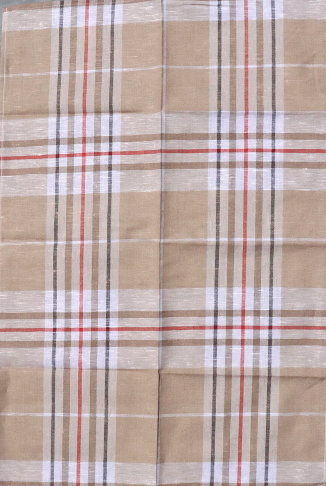 2x Tea Towel Checked Kracht Kitchen Cloths Semi Linen Beige Checkered ...